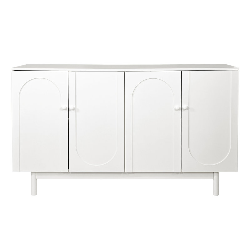 Corrigan Studio® Stylish And Functional 4-Door Intaglio Storage Cabinet With Pine Legs | Wayfair